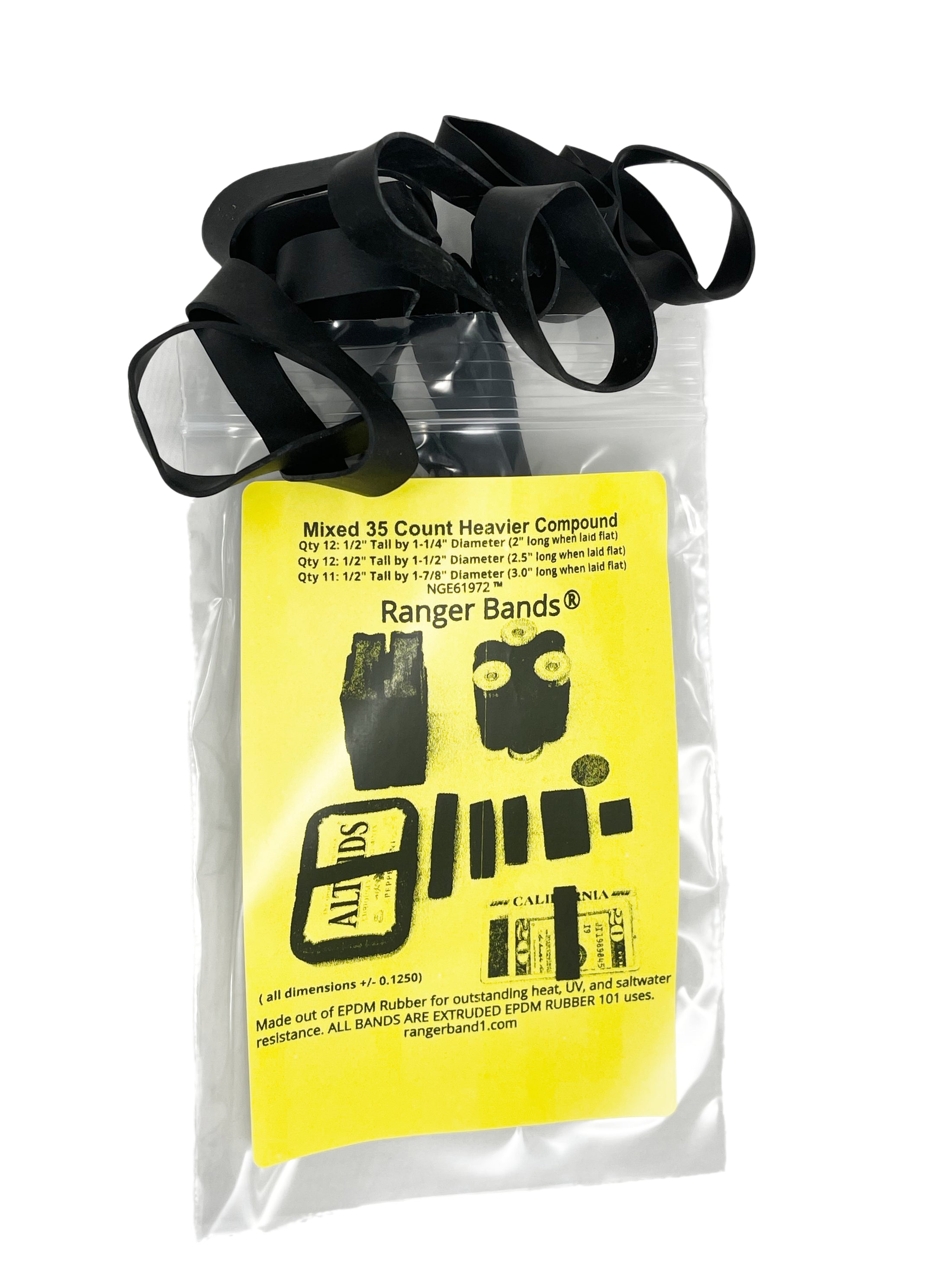 Ranger Bands® Mixed 35 Count Heavier Compound Made from EPDM Rubber fo